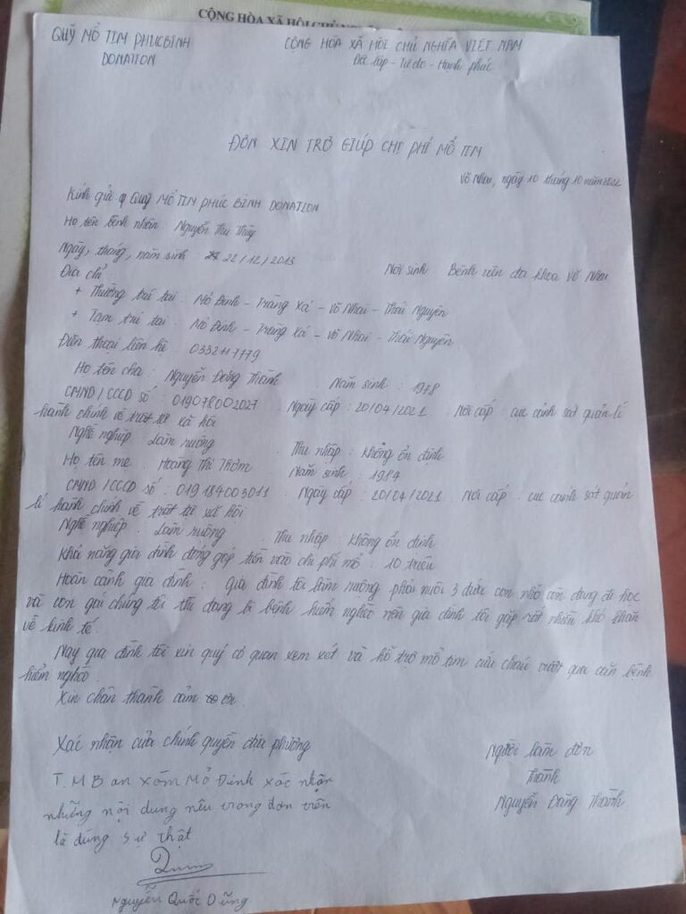 PHUCBINH DONATION - Hồ sơ tài trợ số 24